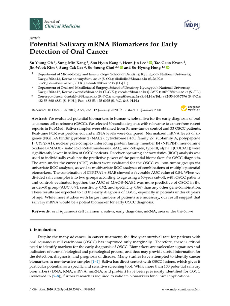 JCM 09 00243 v2 | PDF | Receiver Operating Characteristic | Biomarker