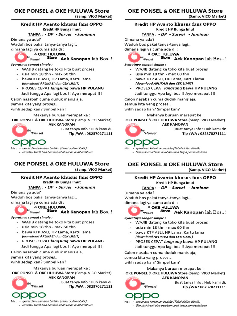 Kredit HP Avanto Khusus Fans OPPO | PDF