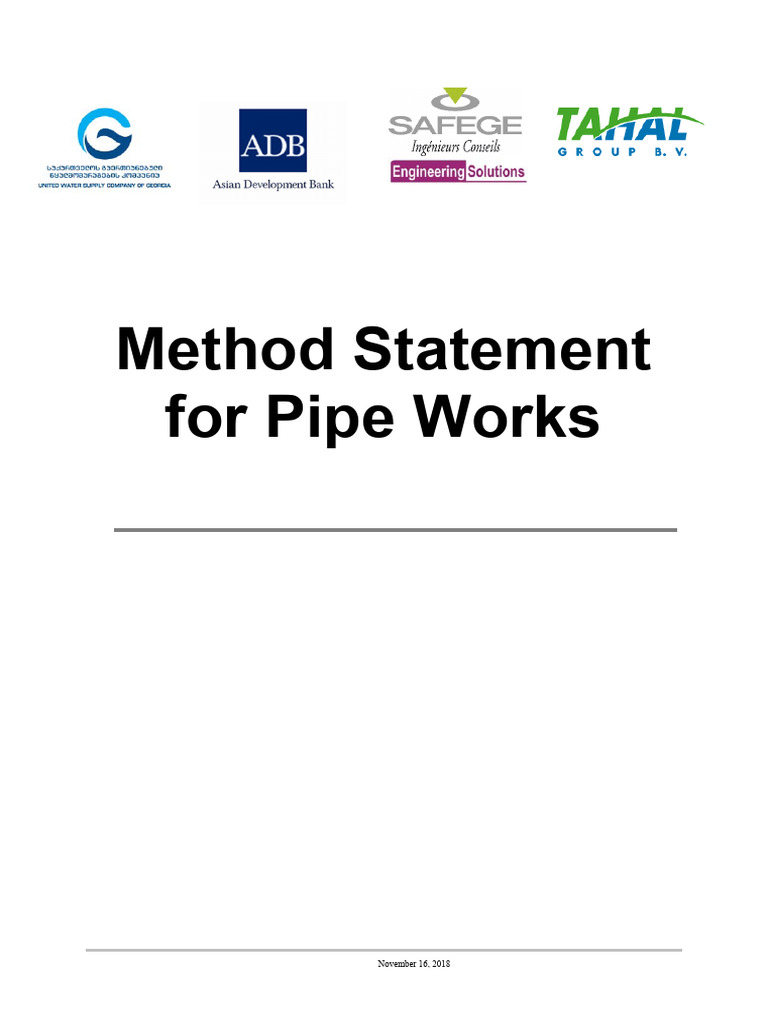 Method Statement For Pipes | PDF | Pipe (Fluid Conveyance) | Trench