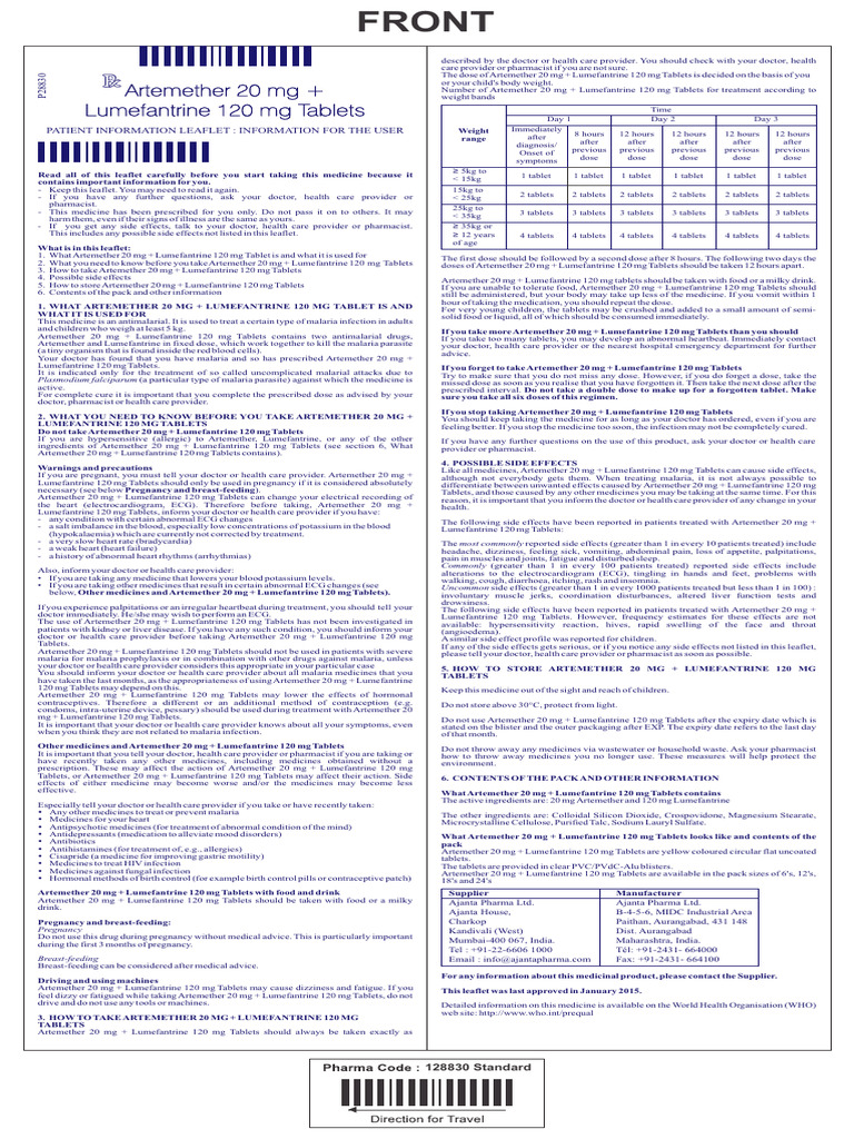 Artefan Dosage Guidelines for Children | PDF | Dose (Biochemistry ...