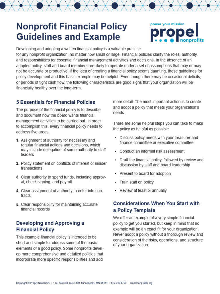 Financial Policy Guidelines and Example | PDF | Policy | Nonprofit ...