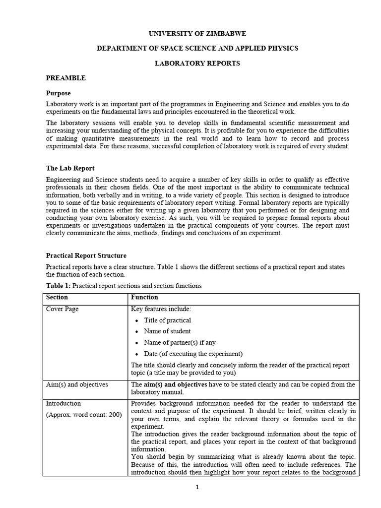Laboratory Report Writing Guide | PDF | Experiment | Science