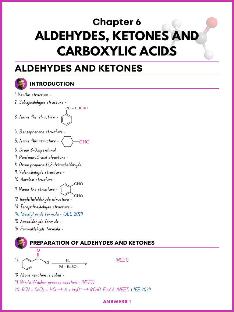 Aldehyde, Ketone & Carboxylic Acid CHEMHACK | PDF | Aldehyde ...