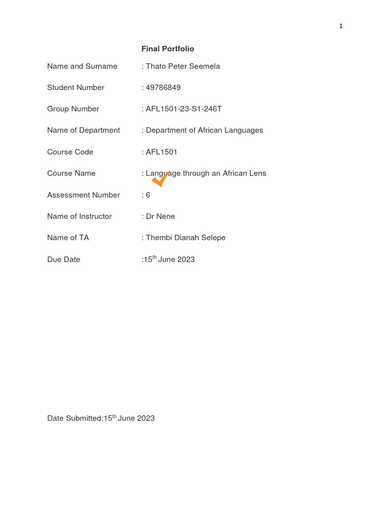 Thato Peter Seemela - 11945914 - 0 Marked Portfolio | PDF | Plagiarism | Identity (Social Science)