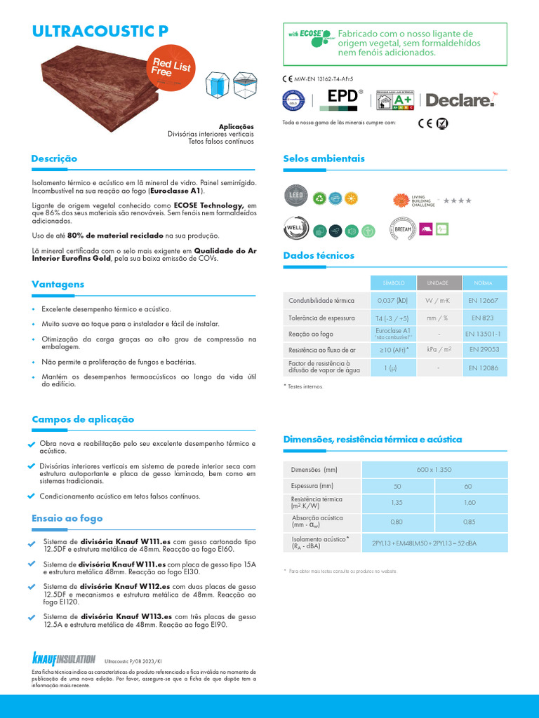 Ultracoustic P Knauf | PDF | Drywall | Materiais