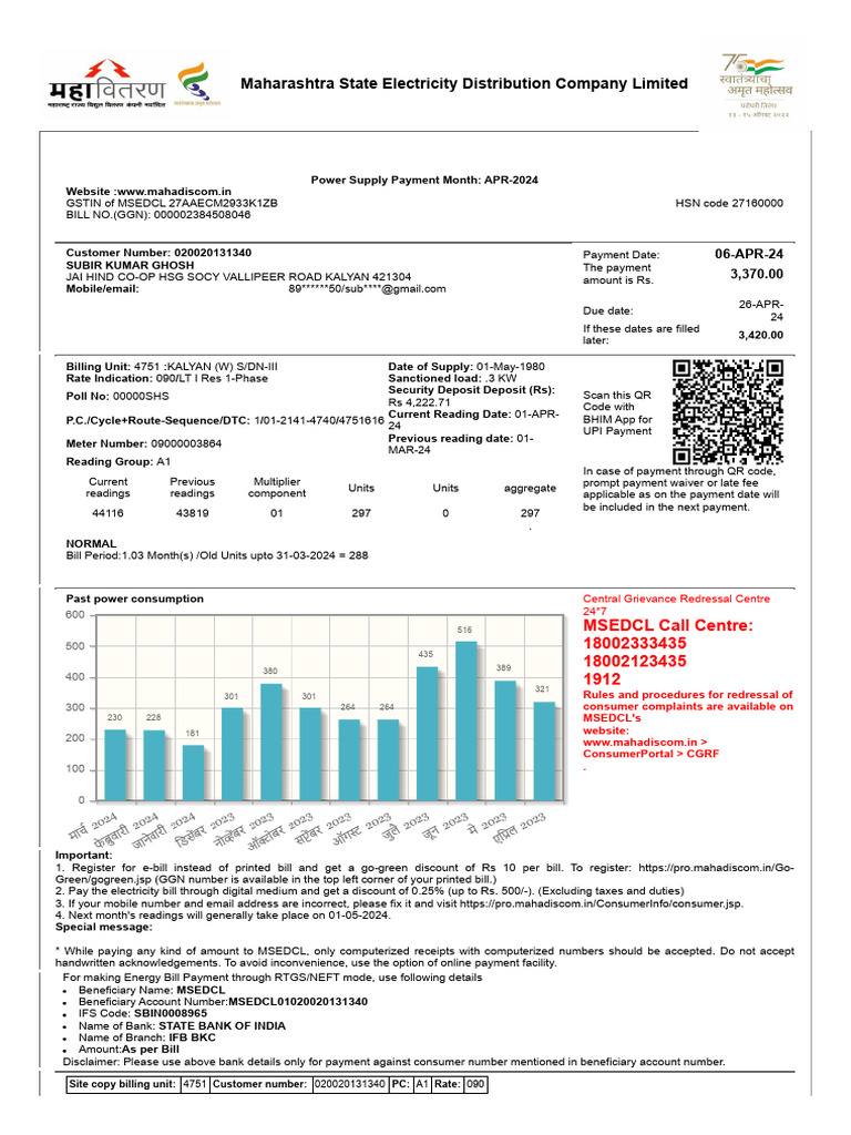 LT E-Bill | Download Free PDF | Cheque | Payments