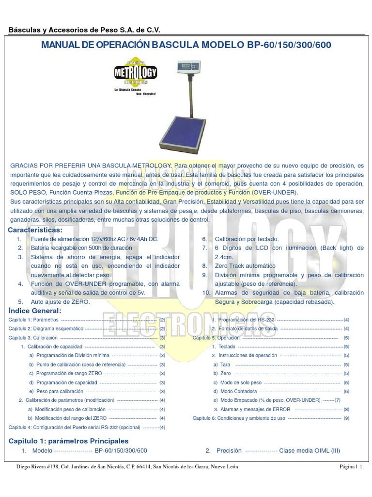 Dokumen - Tips - Manual de Operacion Bascula Modelo BP 60 Manual de Operacion Bascula Modelo ...