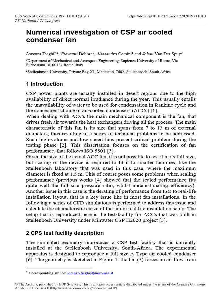Numerical Investigation of CSP Air Cooled Condense | PDF | Fluid ...