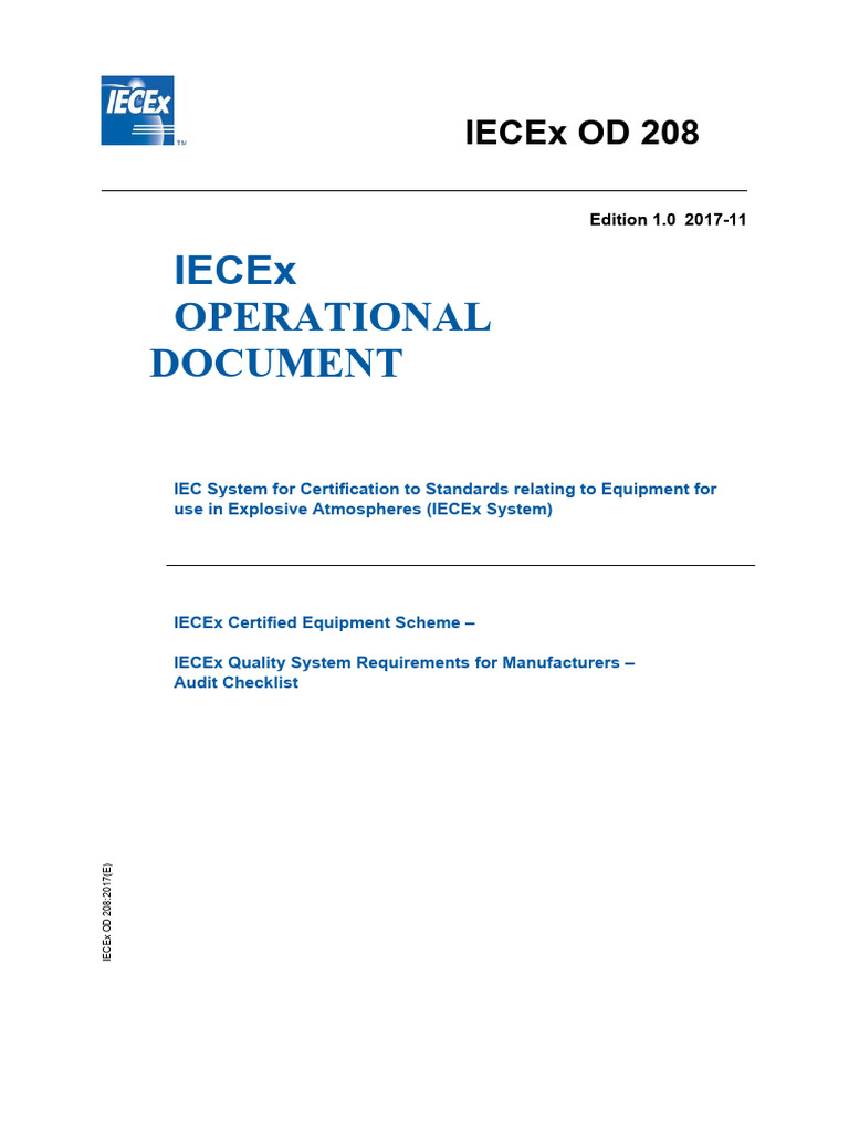 IECEx OD 208 Ed1.0 | PDF | Iso 9000 | Printed Circuit Board