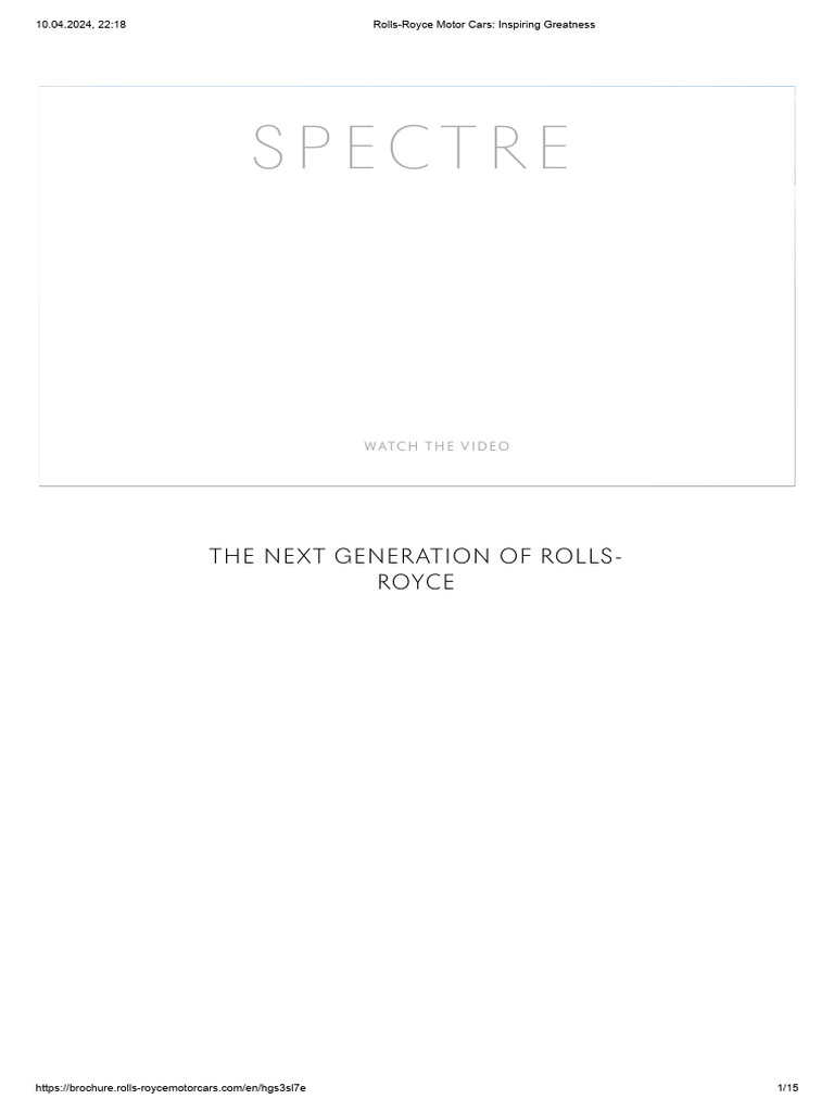 Rolls-Royce Motor Cars - Inspiring Greatness - PDF Spectra | PDF | Fuel Economy In Automobiles ...