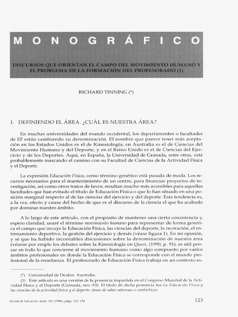 1.2. Tinning R. Discursos Que Orientan El Campo Del Movimiento Humano-1 ...
