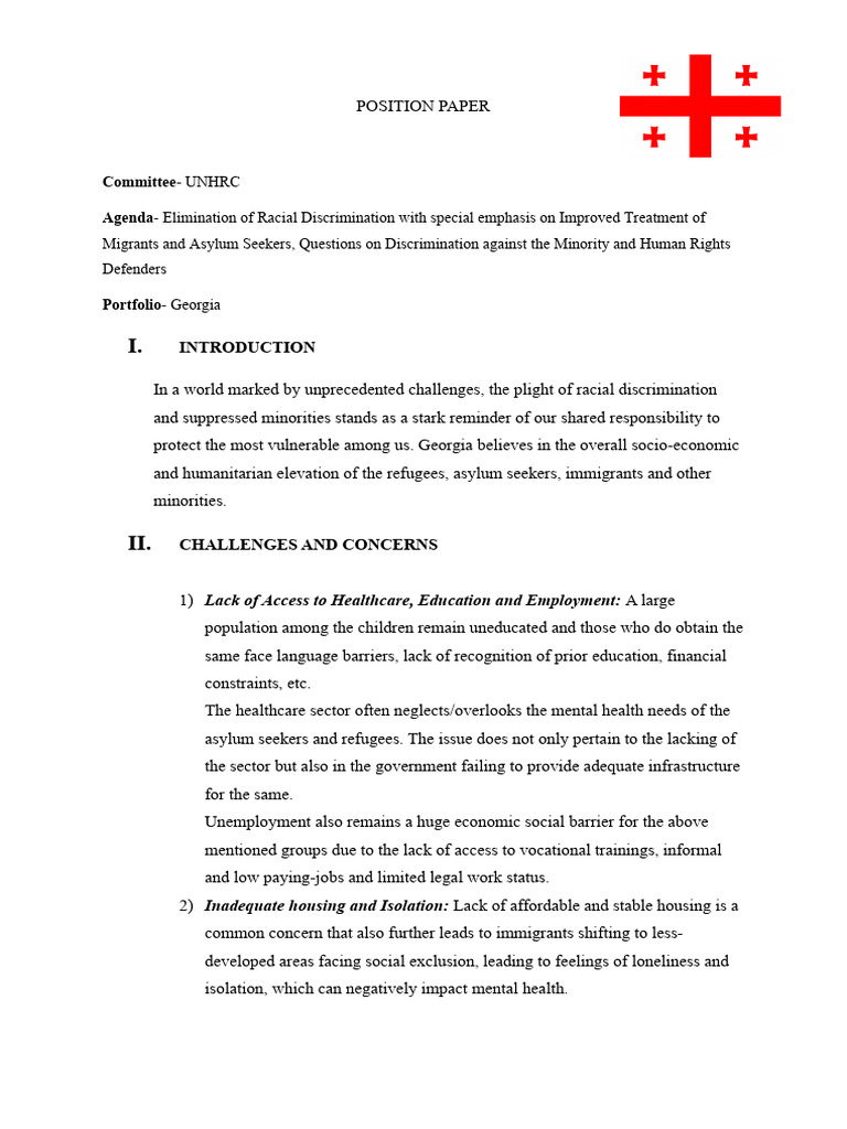 Position Paper - Georgia | Download Free PDF | Refugee | Immigration