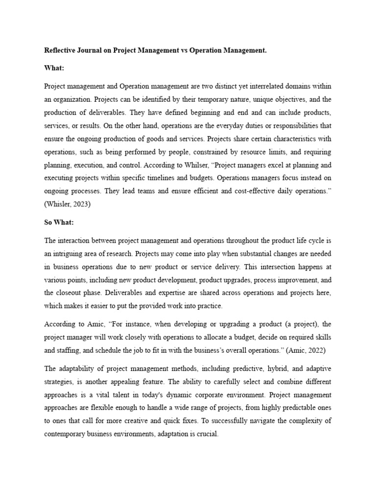 Project vs Operation Management Insights | PDF | Project Management ...