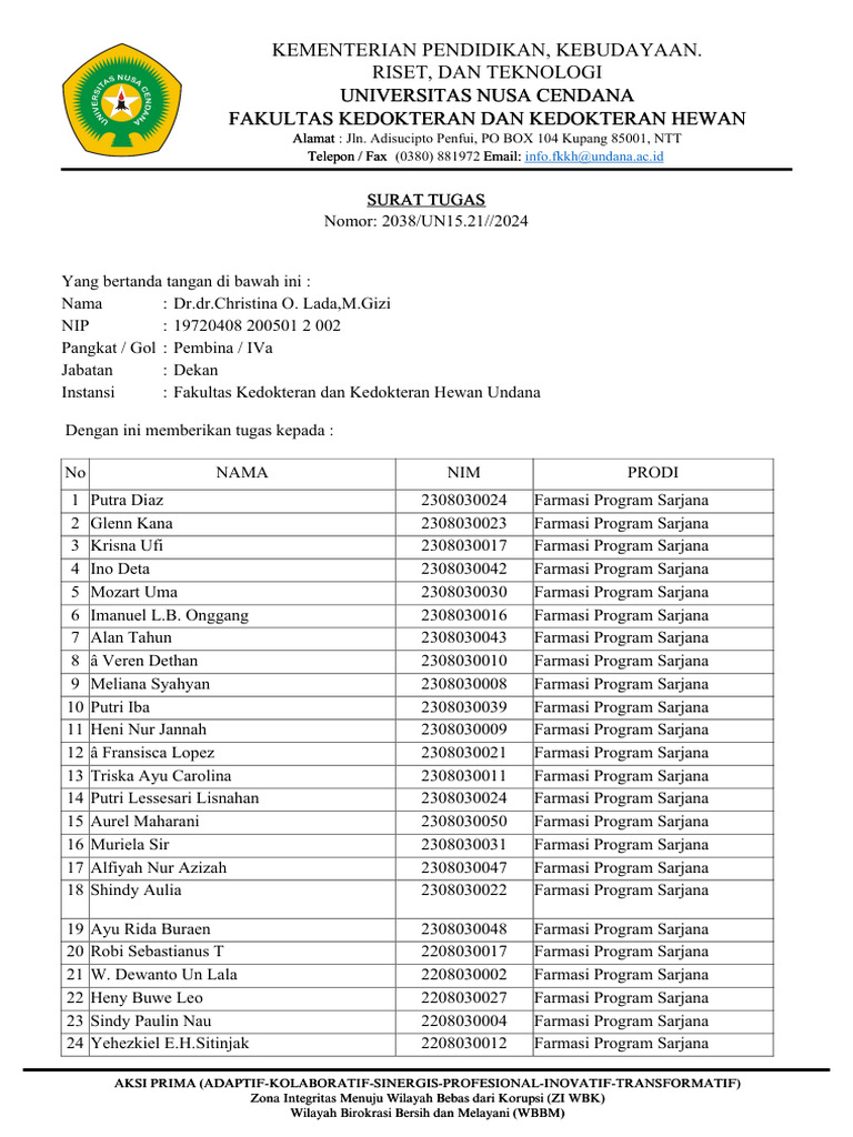 Surat Tugas Mahasiswa | PDF