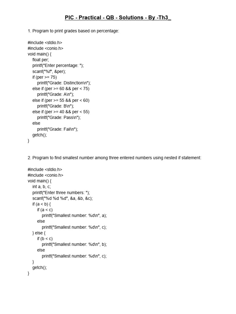 PIC Practical QB by Th3 | PDF | Pointer (Computer Programming) | Software Engineering