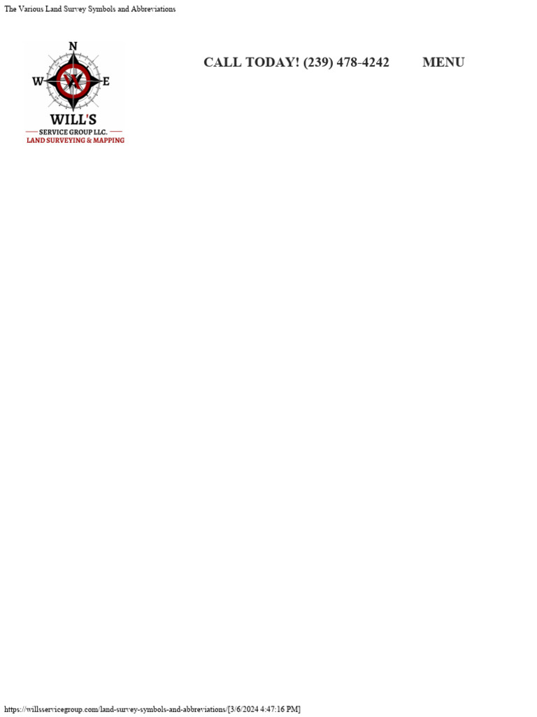 Land Survey Symbols and Abbreviations Guide | PDF | Surveying | Map