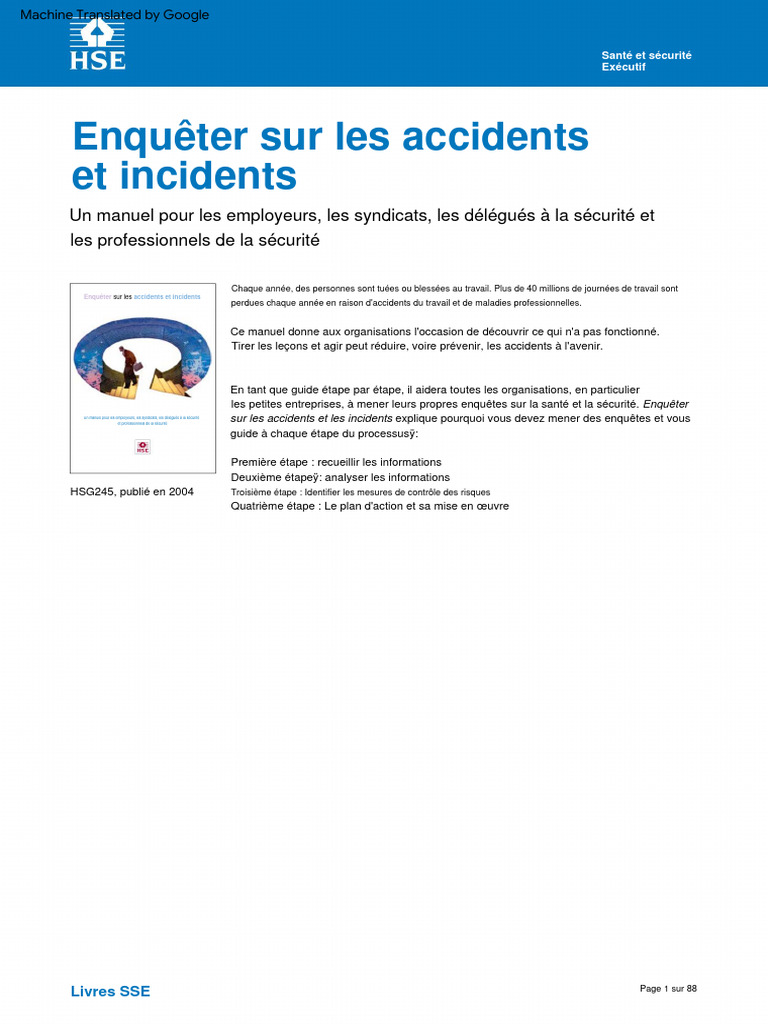 HSG 245 | PDF | Risque | Sécurité