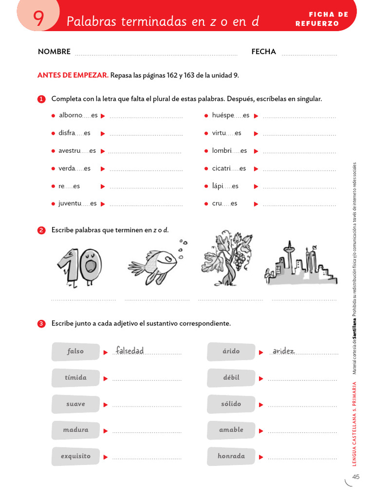 Ejercicios de Plurales y Sustantivos | PDF
