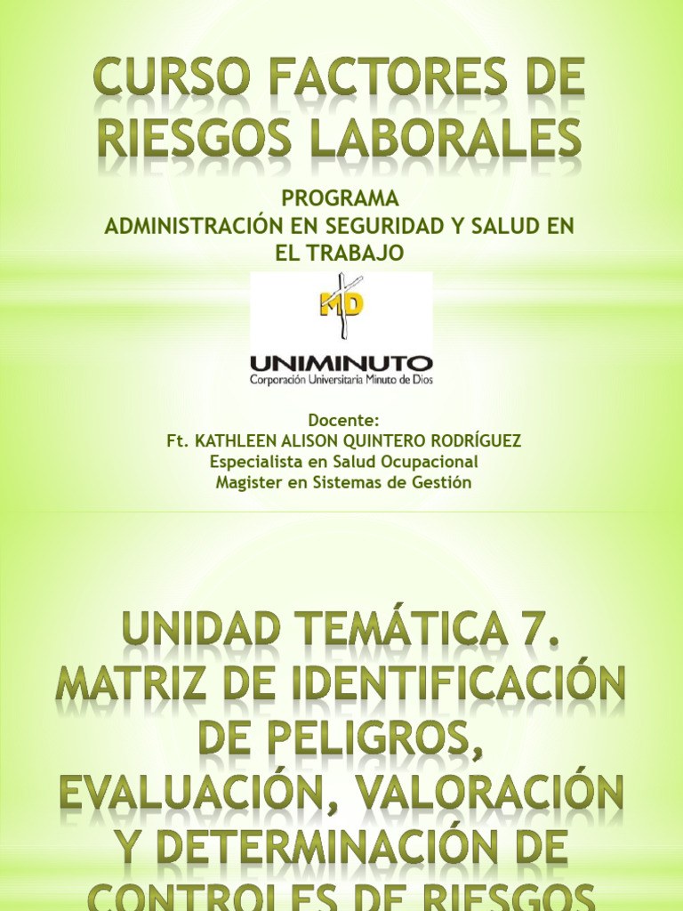 Unidad 7. Matriz de Ide Peli Eva Val y Det de Con de Rie | PDF | Riesgo | Evaluación de riesgos