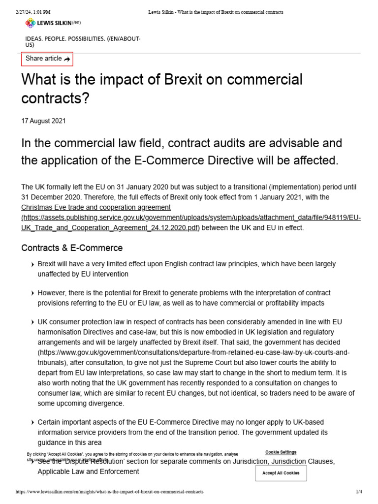 Lewis Silkin - What Is The Impact of Brexit On Commercial Contracts | Download Free PDF | Brexit ...