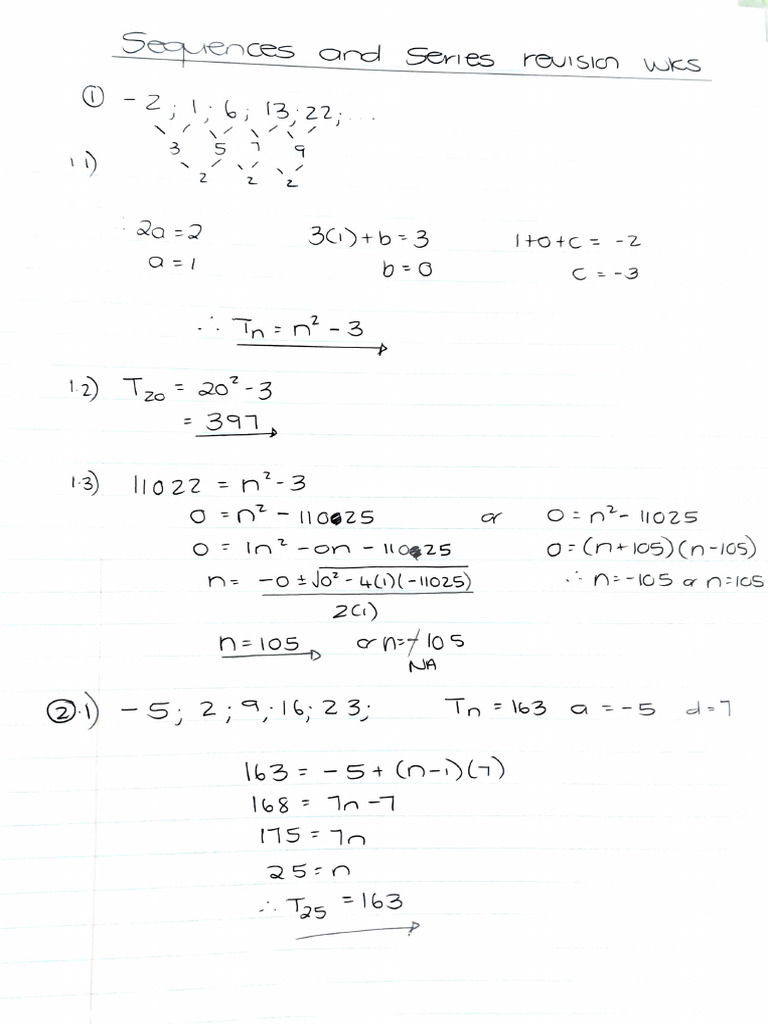 Sequences and Series Revision Memo | PDF