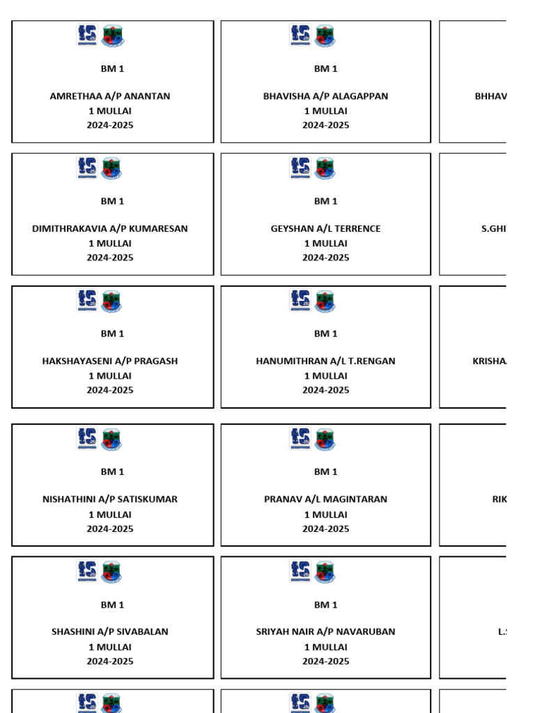 Label Buku BM Tahun 1 | PDF