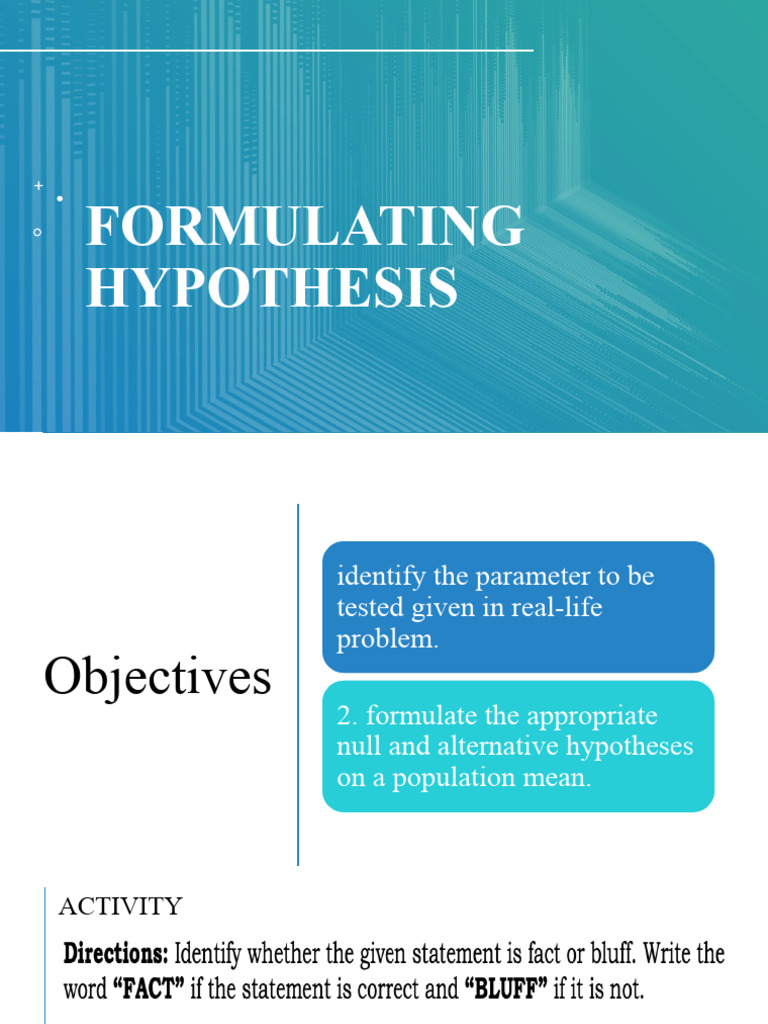 Formulating Null and Alternative Hypotheses | PDF | Hypothesis | Null ...