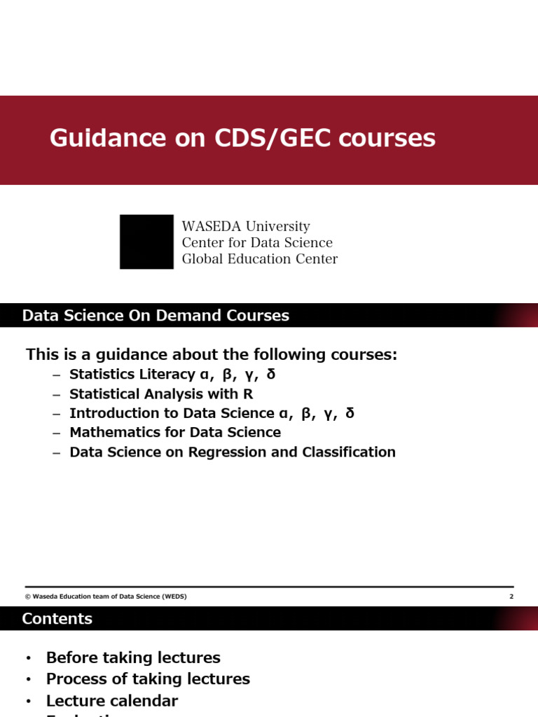 CDS/GEC Course Guidance Overview | PDF | Data Science | Learning