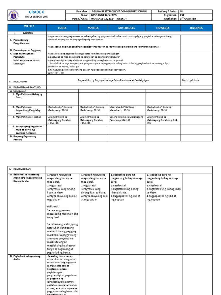 Esp 6 DLL Q3 W7 | PDF