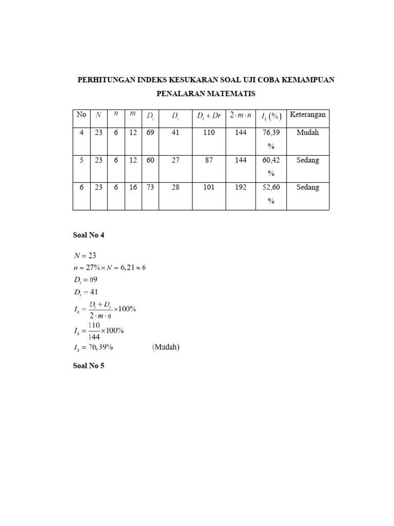 Indeks Kesukaran Penalaran | PDF
