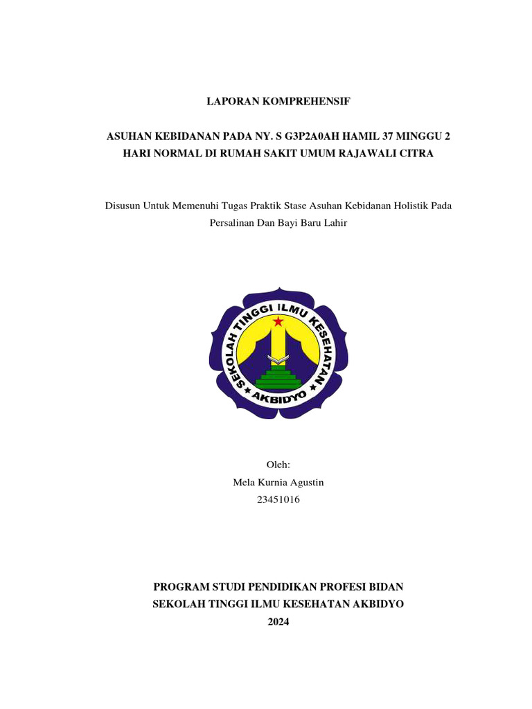 Laporan Komprehensif+askeb Bulin BBL | PDF