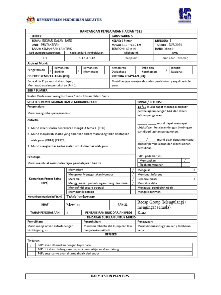 RPH Izmee M3 Khamis 2024 | PDF