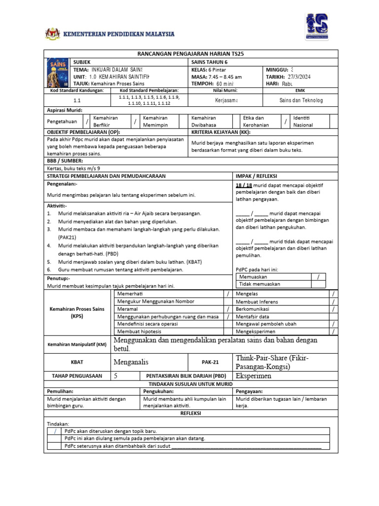 RPH Izmee M3 Rabu 2024 | PDF | Karier & Perkembangan