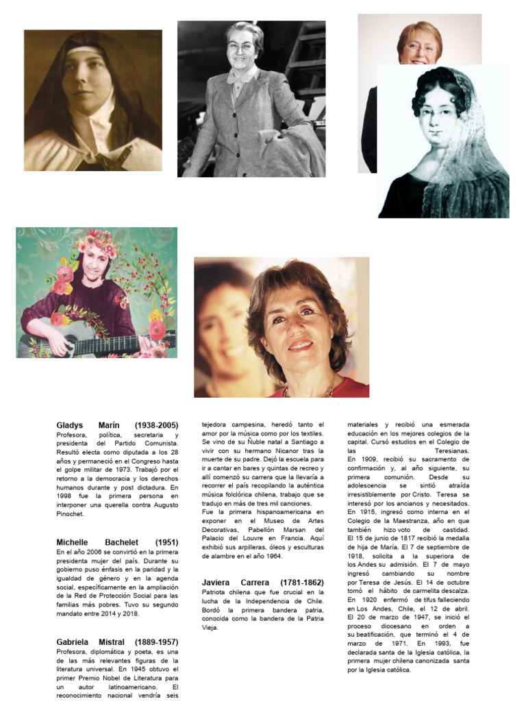 información mujeres importantes | PDF