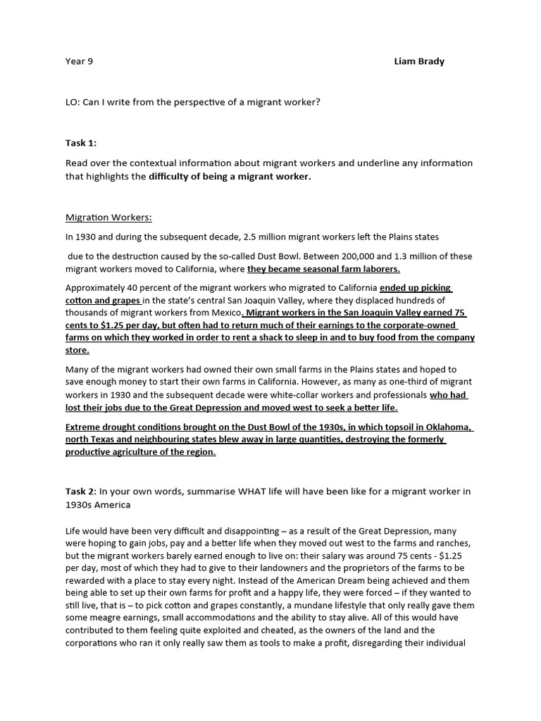 Year 9 English Classwork | PDF | Dust Bowl | Economies