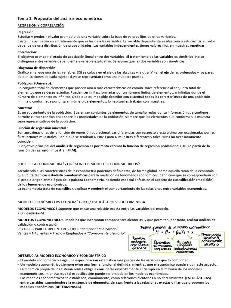 Tema 1 (Econo) | PDF | Econometría | Análisis de regresión