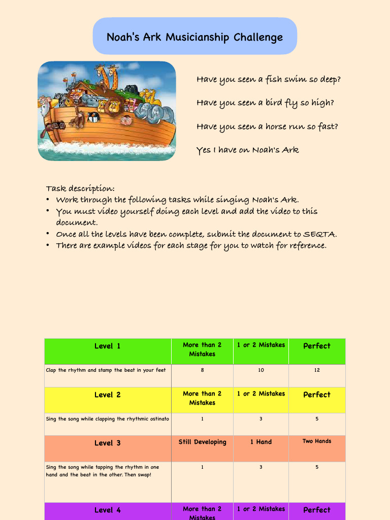 Noahs Ark Challenge 34 (Year 7 Assessment 1) . | PDF