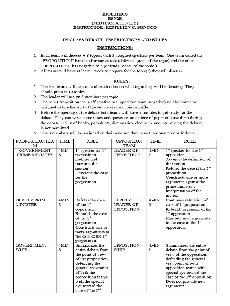 In Class Debate Rules and Regulation | Download Free PDF | Linguistics ...