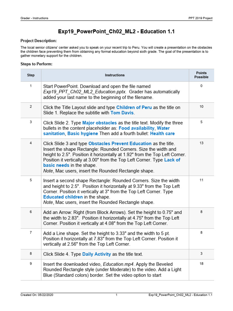 Exp19 PowerPoint Ch02 ML2 - Education 1.1 Instructions | PDF | Microsoft Power Point | Software