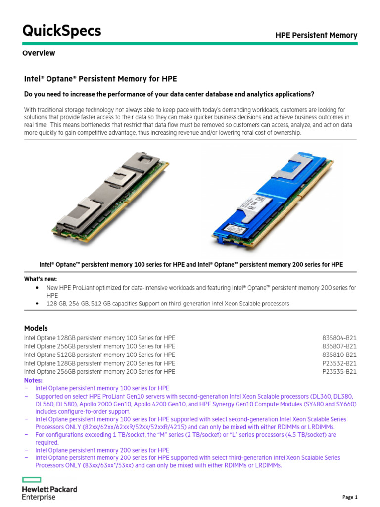 HPE Persistent Memory-A00067733enw | PDF | Computing | Computer ...