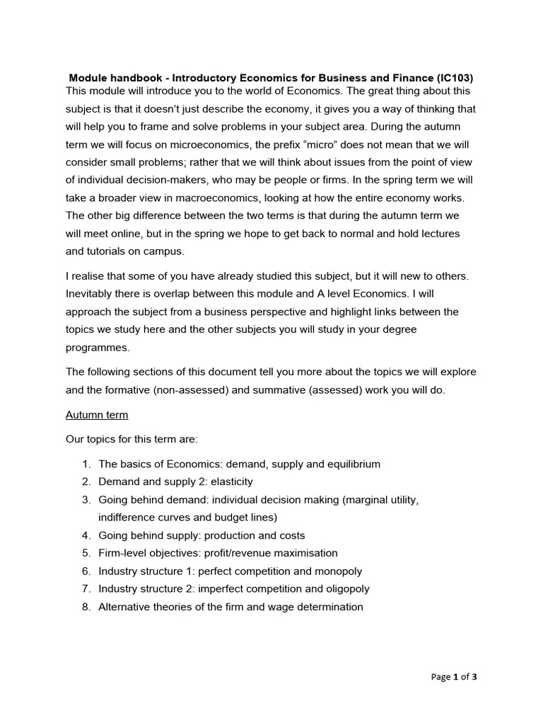 Module Handbook | PDF | Economics | Demand