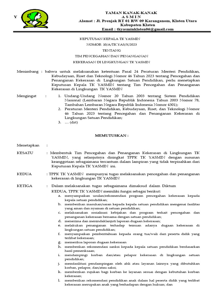 Contoh SK TPPK | PDF