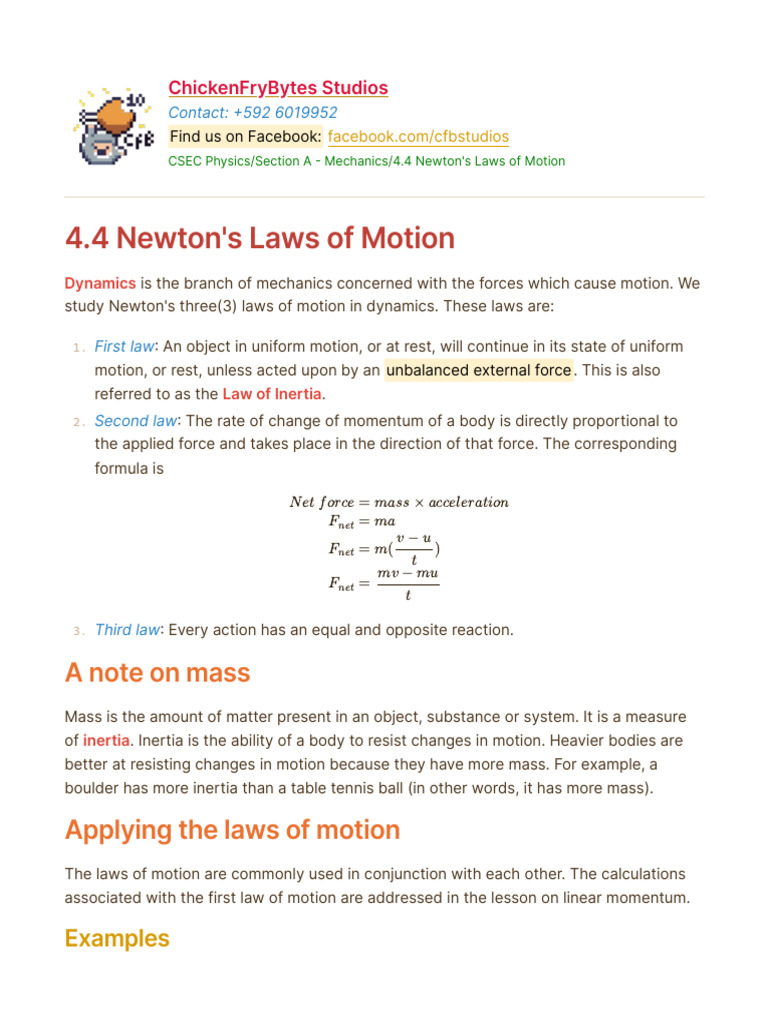 4.4 Newton's Laws of Motion | Download Free PDF | Newton's Laws Of ... 4.4 Newton's Laws of Motion | Download Free PDF | Newton's Laws Of ...