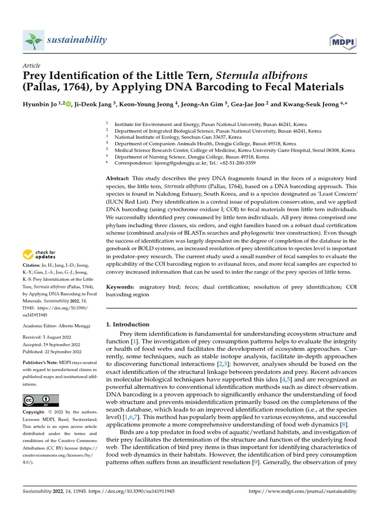 Prey Identification of The Little Tern Sternula Al | PDF | Biology | Biotechnology