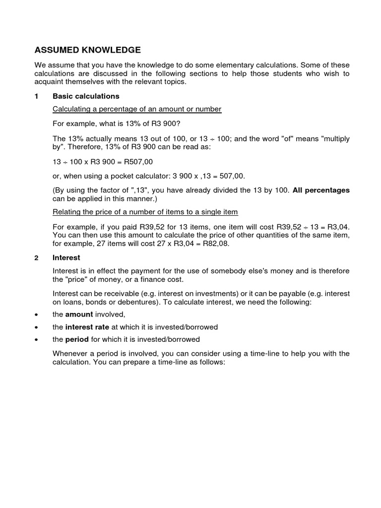 FAC1502 - Assumed Knowledge | PDF | Interest | Discounting