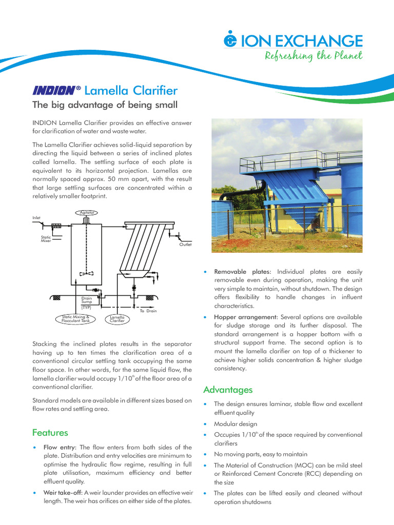 Indion Lamella Clarifier | PDF | Chemical Engineering | Industrial Processes