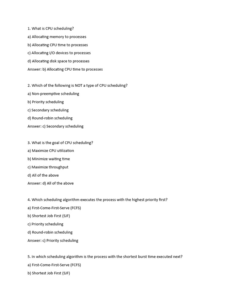 CPU Scheduling Important Questions | Download Free PDF | Scheduling ... CPU Scheduling Important Questions | Download Free PDF | Scheduling ...