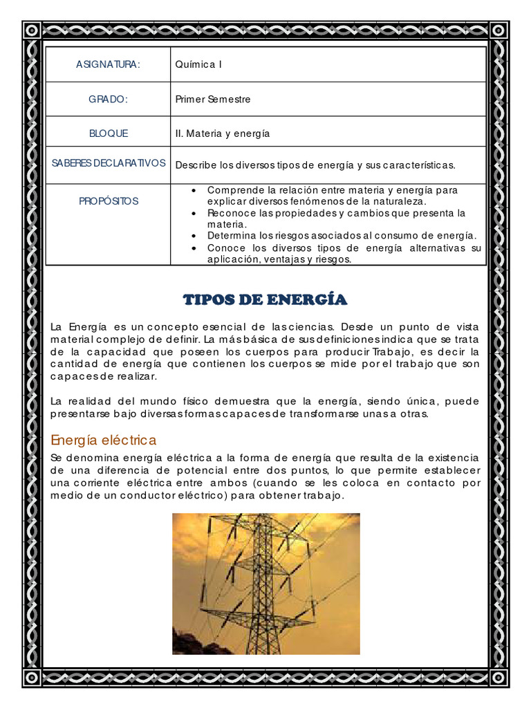 Tipos de Energía y sus Características | PDF | Energía renovable ...