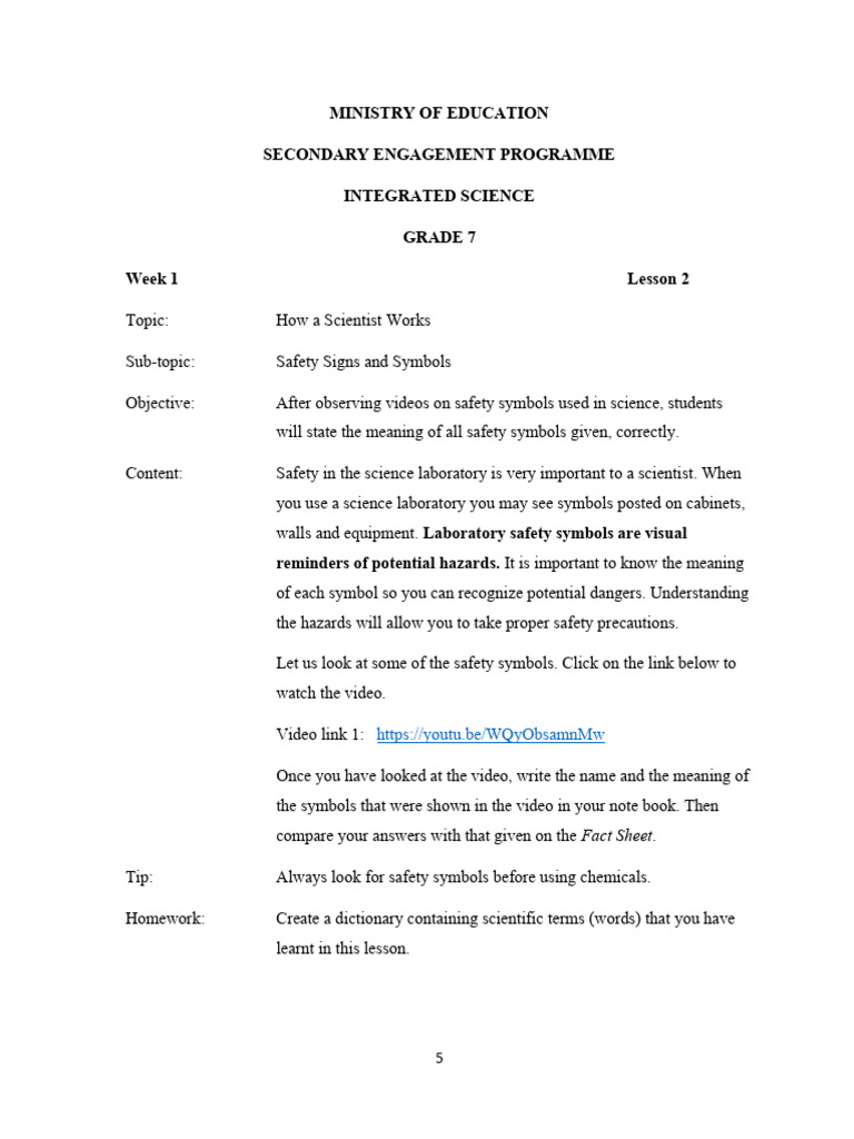Grade 7 Integrated Science: Safety Signs and Symbols | PDF ...