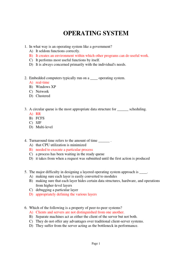 MCQ 1 | Download Free PDF | Thread (Computing) | Scheduling (Computing)
